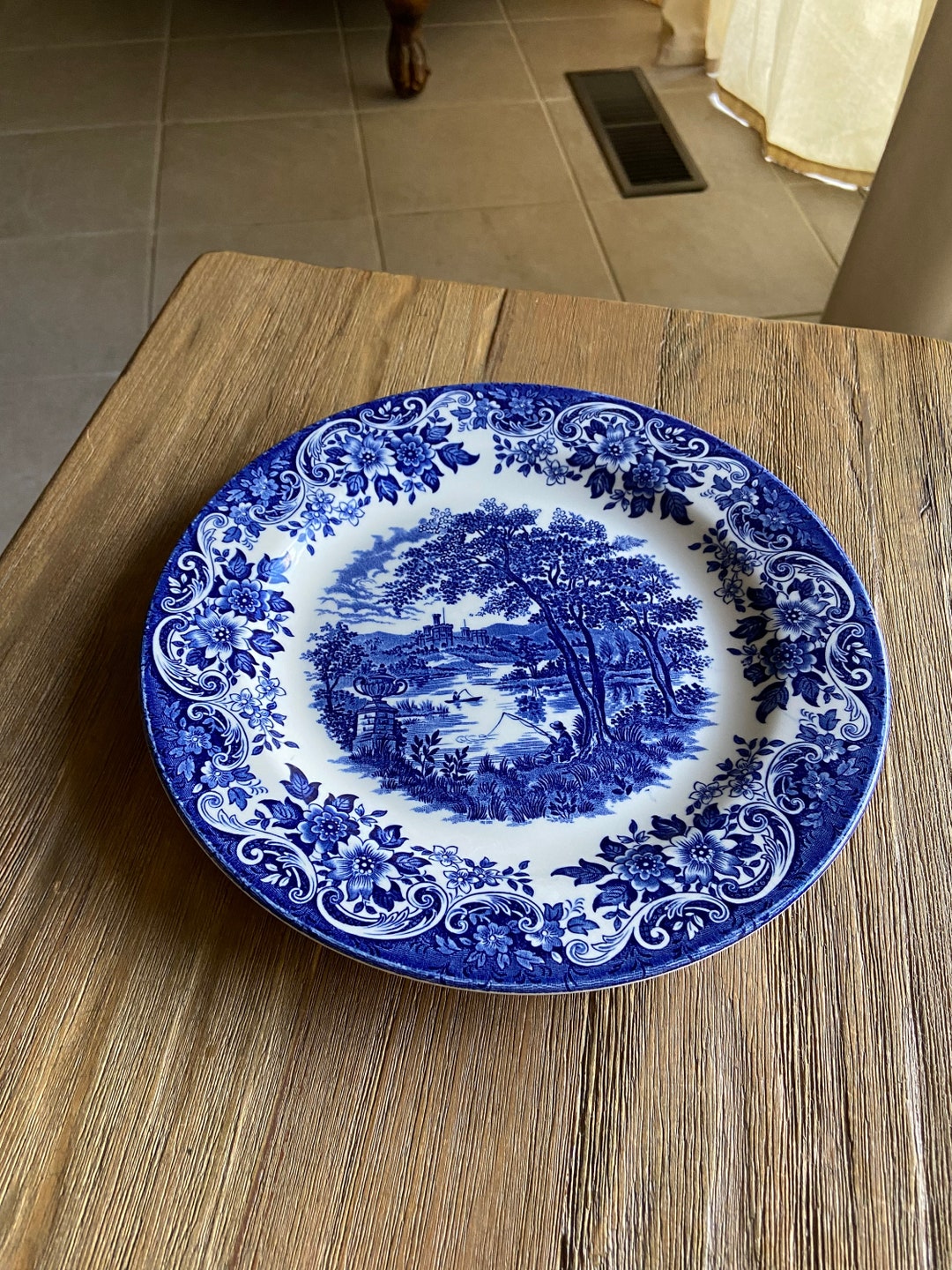 Vintage English Scene Blue Churchill Dinner Plate - Etsy