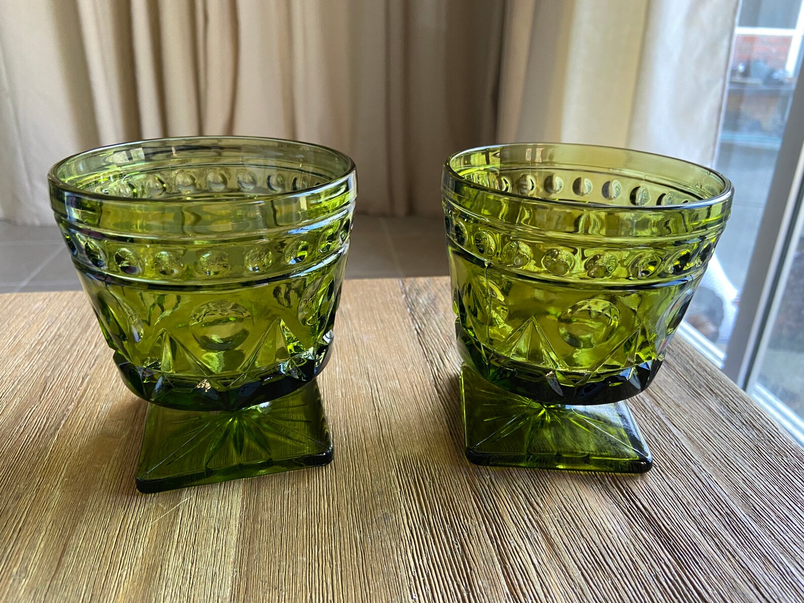 Vintage Green Glass Goblets 2 - Etsy
