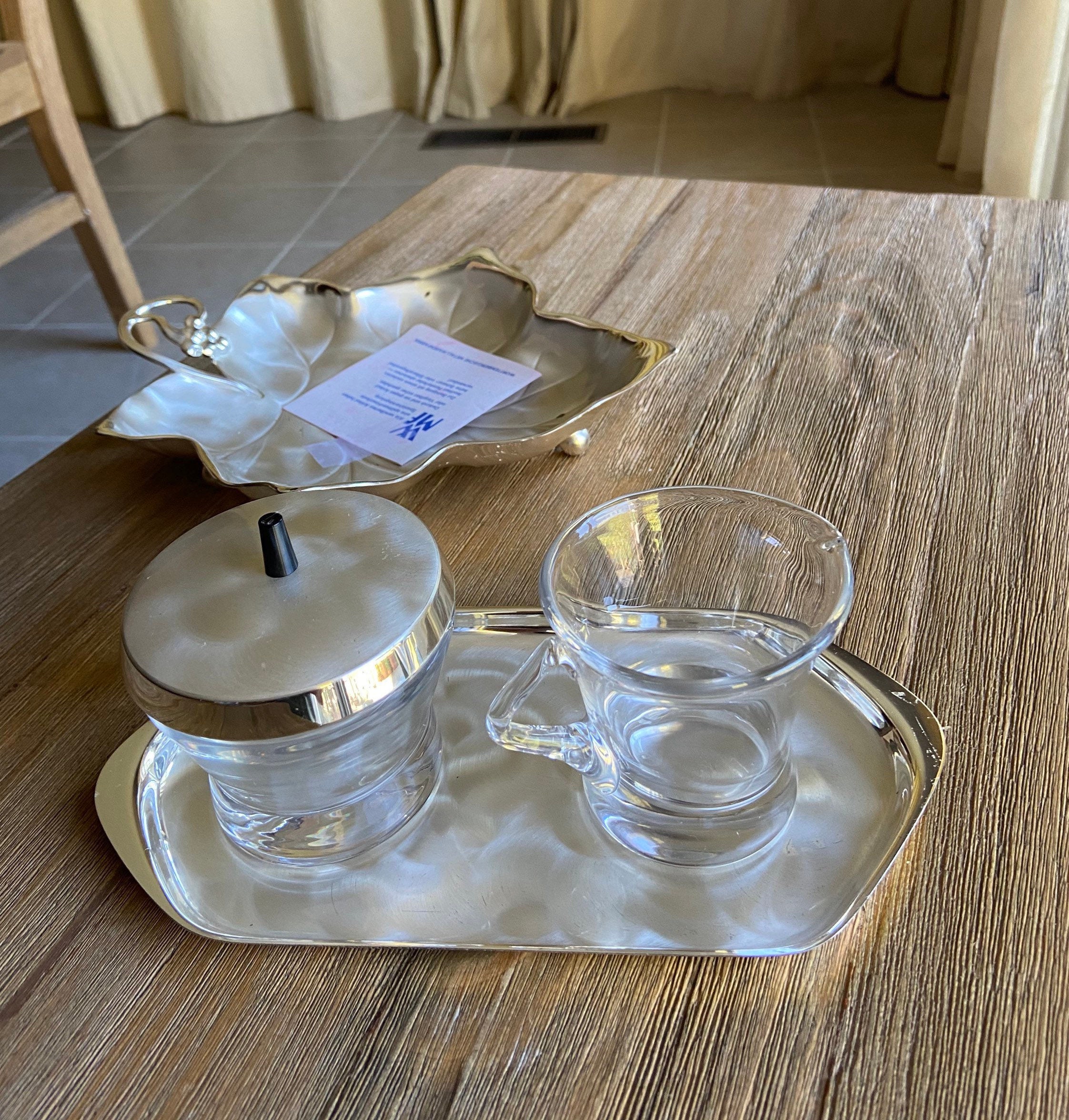 Vintage WMF Creamer,sugar and Leaf Dish Set - Etsy