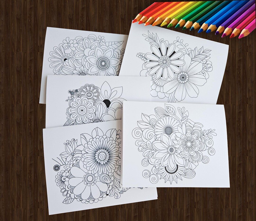Coloring Note Cards, Adult Coloring, Birthday Gift for Friend - Etsy