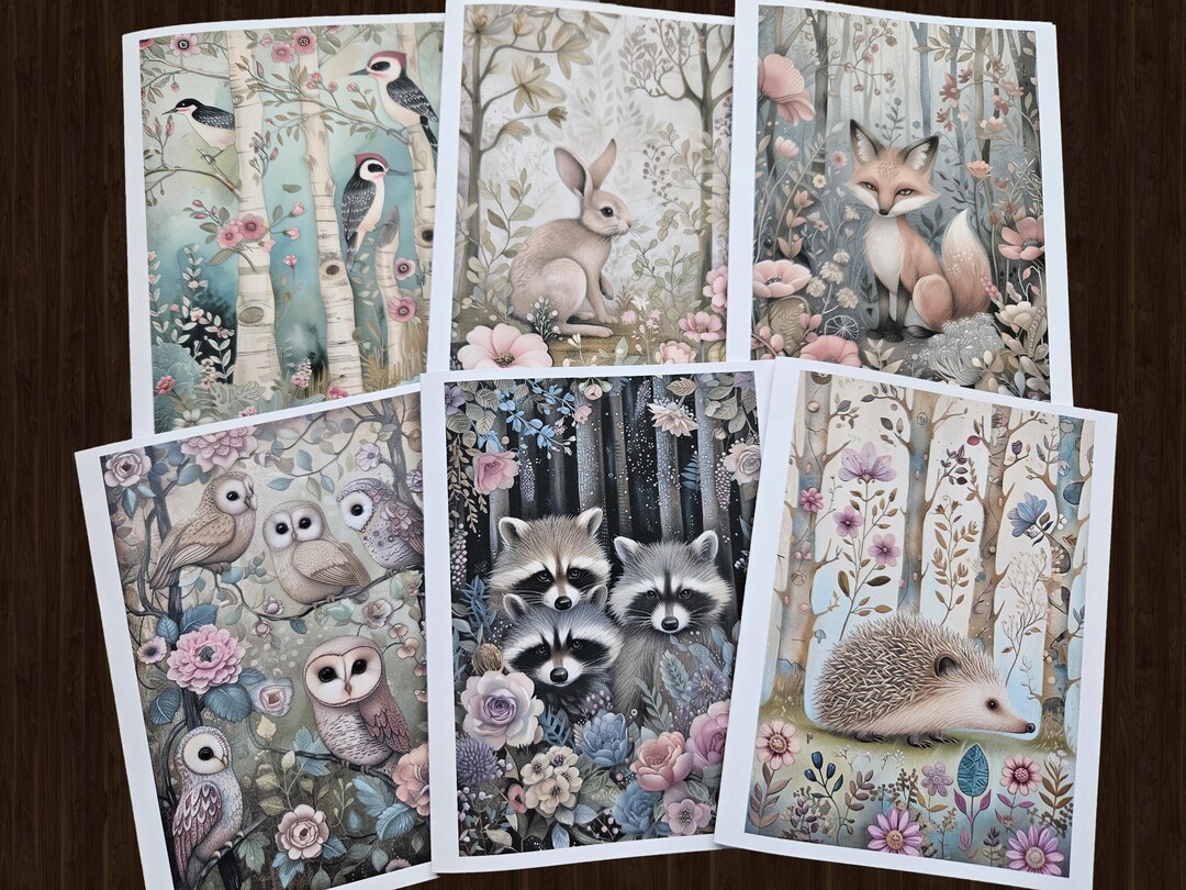 Forest Animal Note Cards With Envelopes, Small Gift for Sister - Etsy