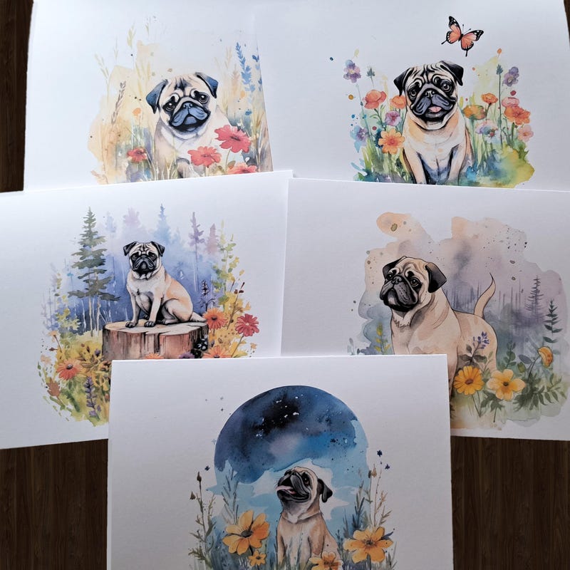 Pug Card - Etsy