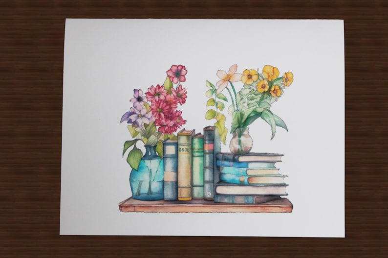 Watercolor Book Note Cards: Floral Reader Gift, Set of 10 - Etsy