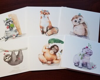 Animal Note Cards - Etsy