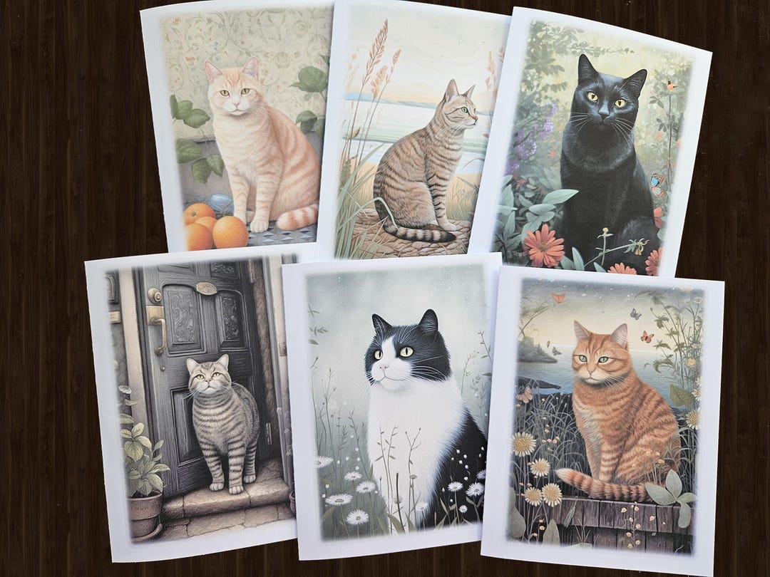 12 Cat Note Cards, Blank Notecards With Envelopes, Gift for Cat Lover ...