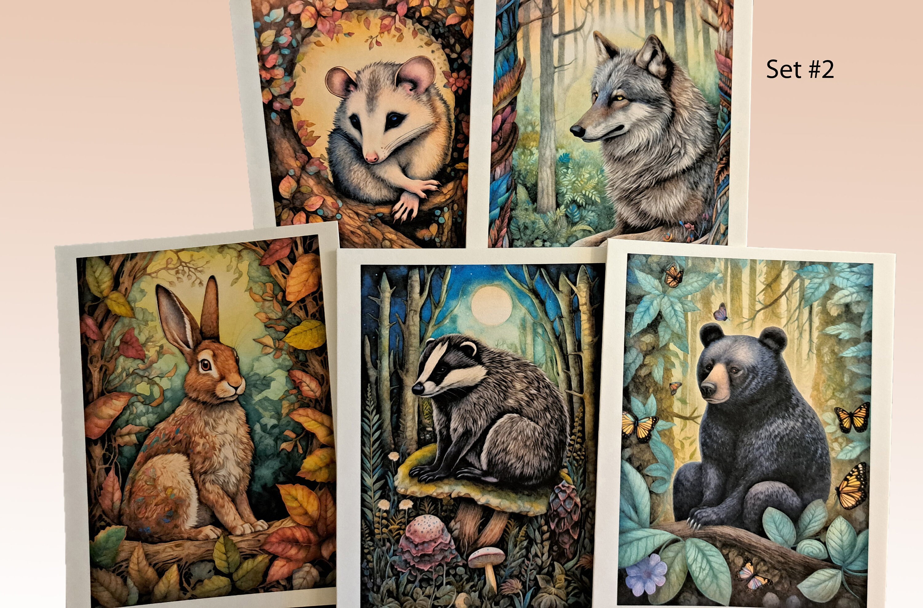 Forest Animal Note Cards: Artistic Woodland Creatures, Blank Inside - Etsy