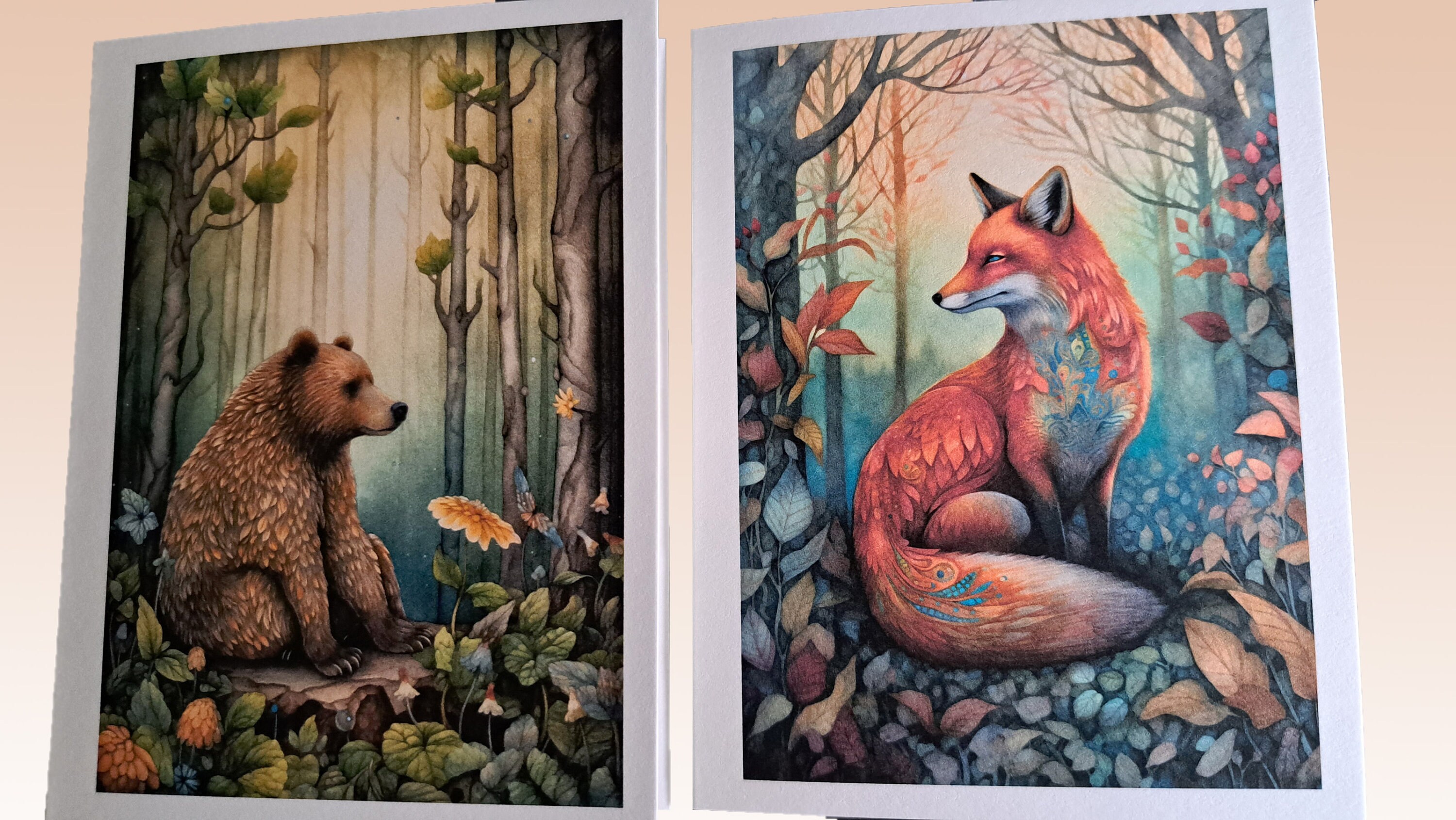 Forest Animal Note Cards: Artistic Woodland Creatures, Blank Inside - Etsy