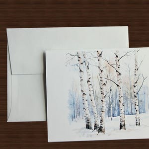 Winter Birch Tree Note Cards: Blank Card Set, Winter Gift for Friend - Etsy
