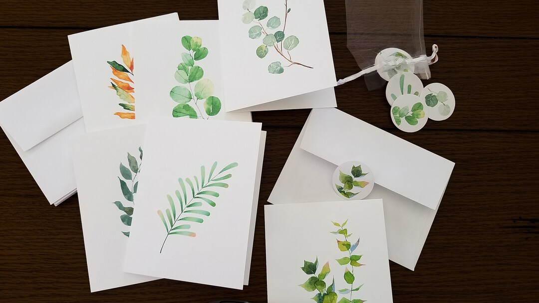 12 Botanical Note Cards Watercolor Cards Blank Cards Small - Etsy