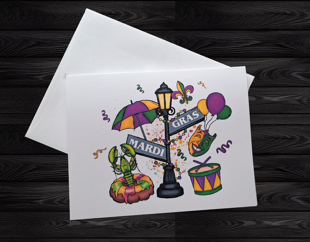 Mardi Gras Note Cards, Blank Cards With Envelopes - Etsy