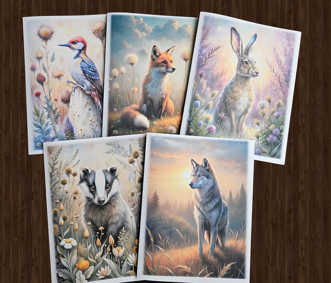Animal Note Cards, 10 Blank Cards, Forest Animals - Etsy