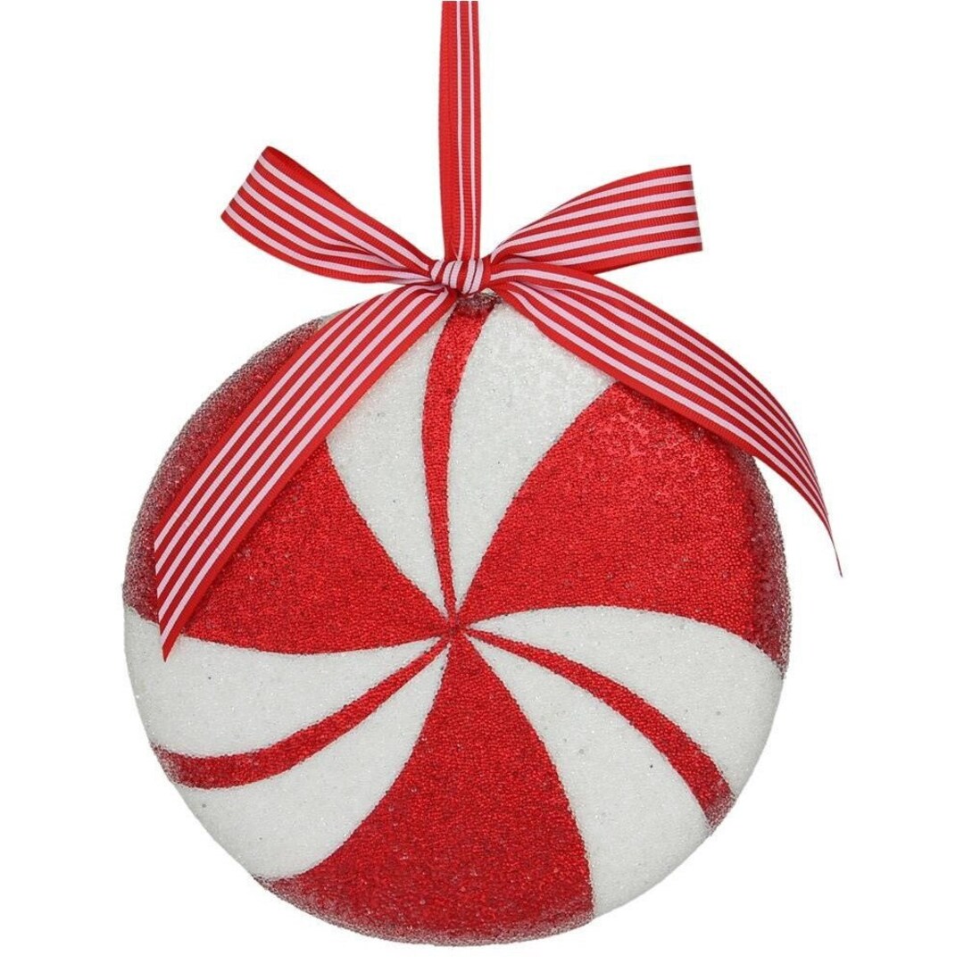 Glitter Peppermint Candy Ornament 8, Christmas Wreath Embellishment ...