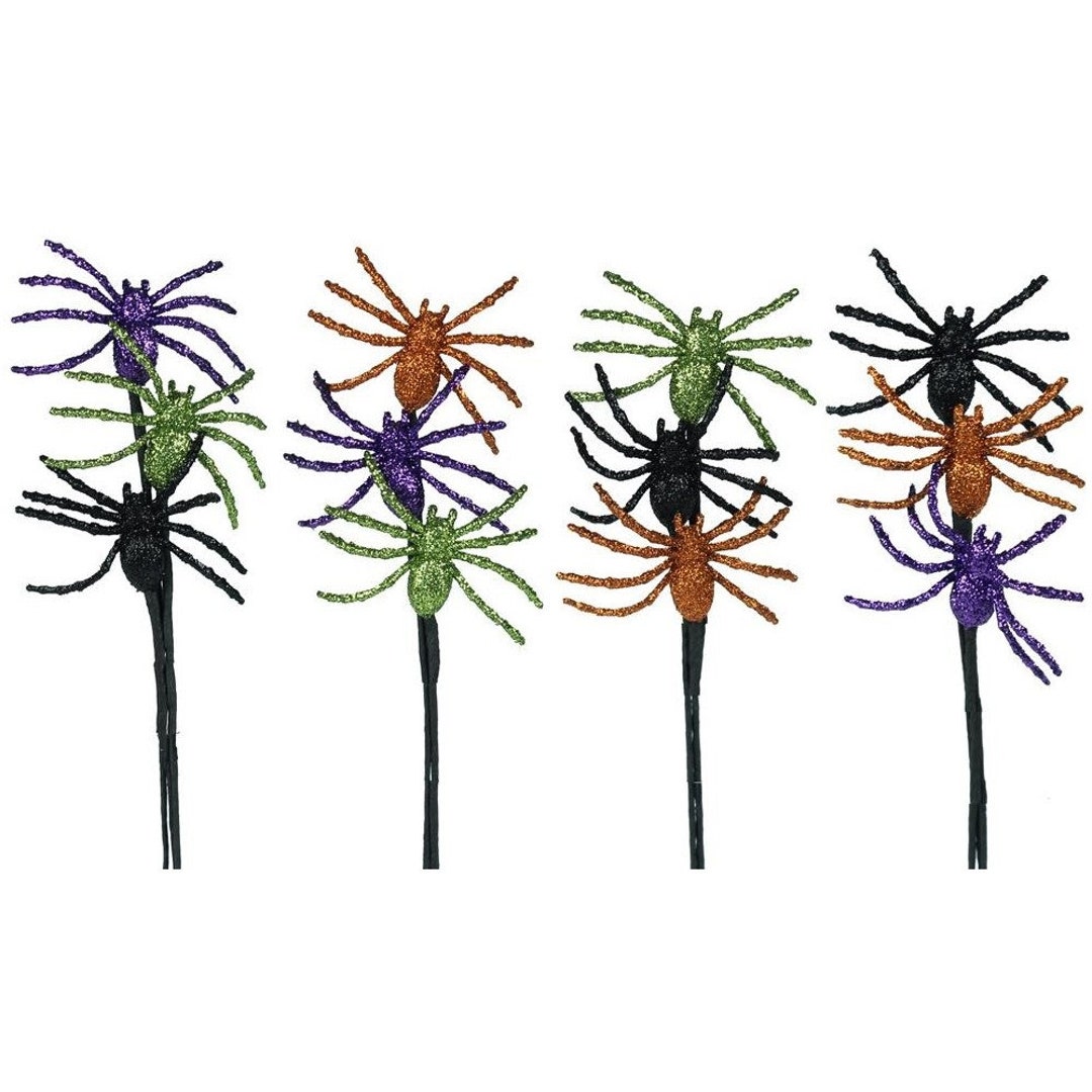 Glitter Spider Picks Halloween Wreath Embellishment - Etsy