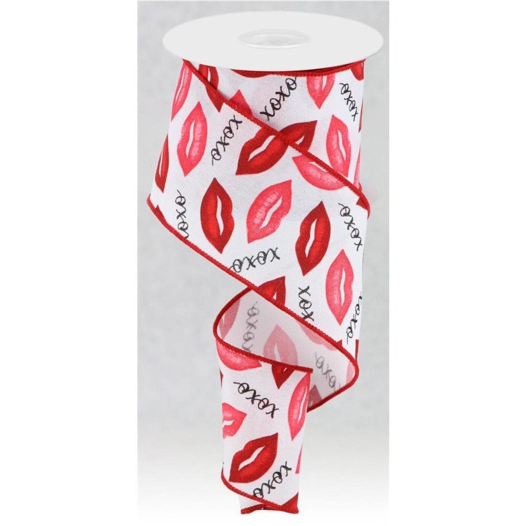 Valentine Ribbon, XO Lips Ribbon, 2.5 Width Ribbon, Hugs and Kisses ...