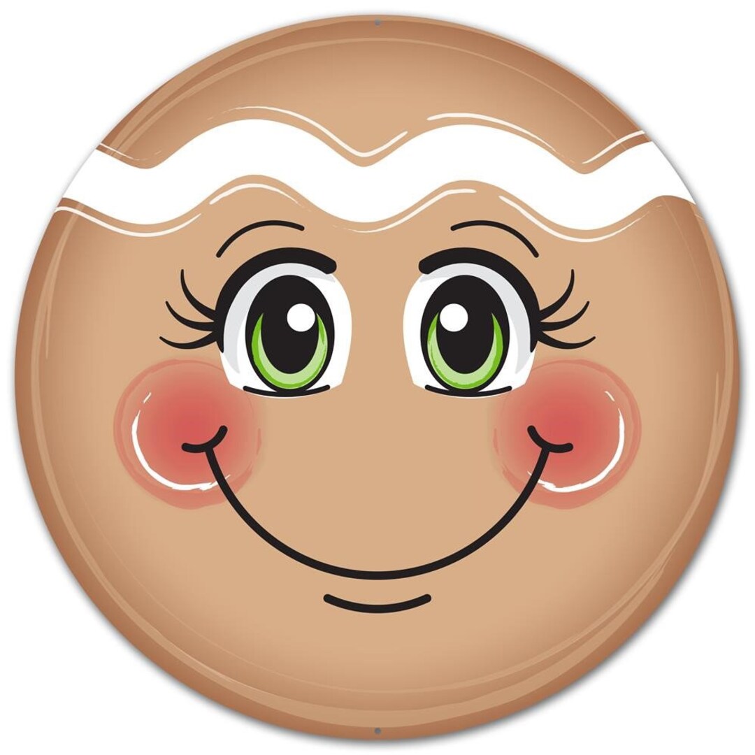 Christmas Gingerbread Face 12 Metal Sign, Christmas Wreath Attachment ...
