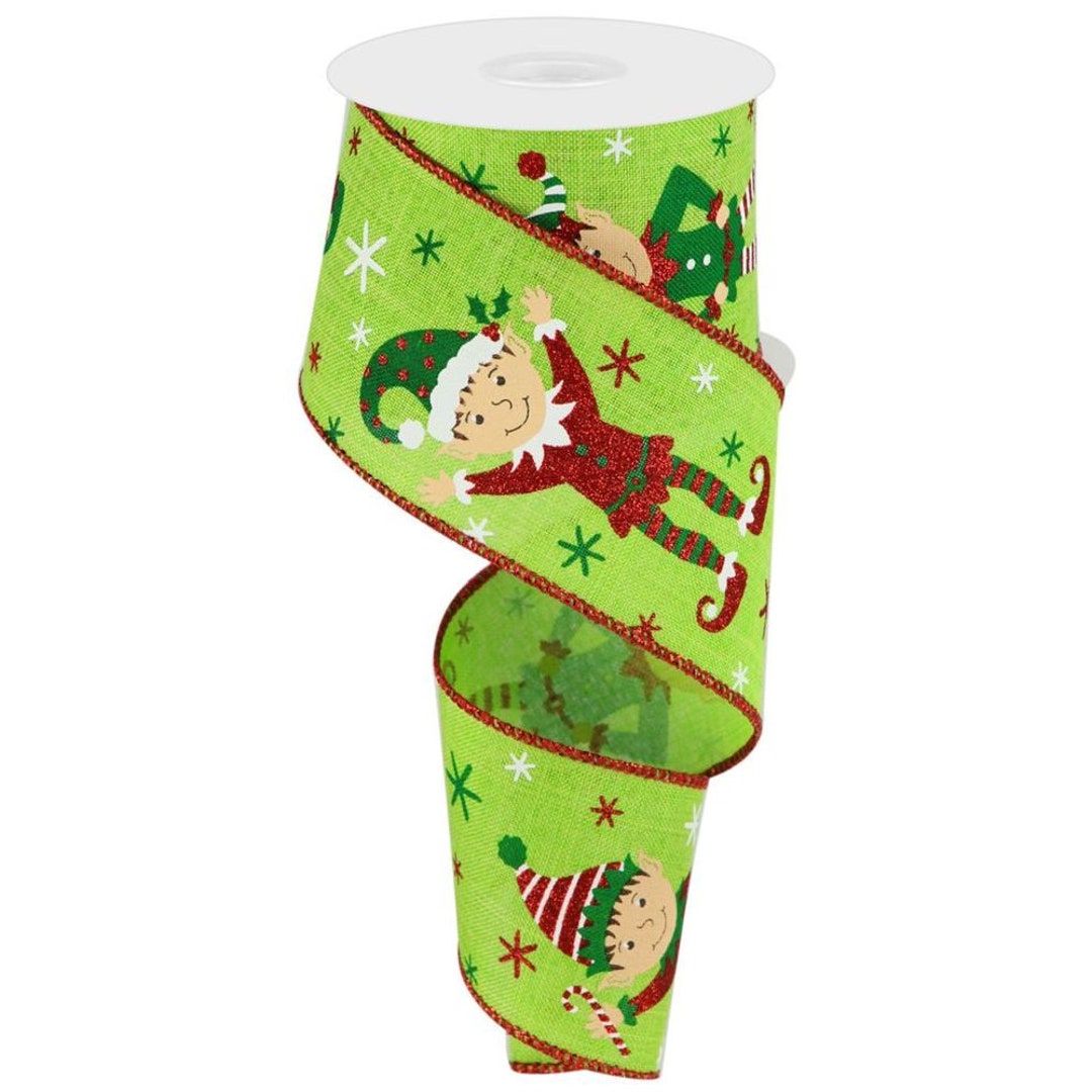 Elves on Royal Burlap, 2.5 Christmas Ribbon, Elf Christmas Ribbon ...