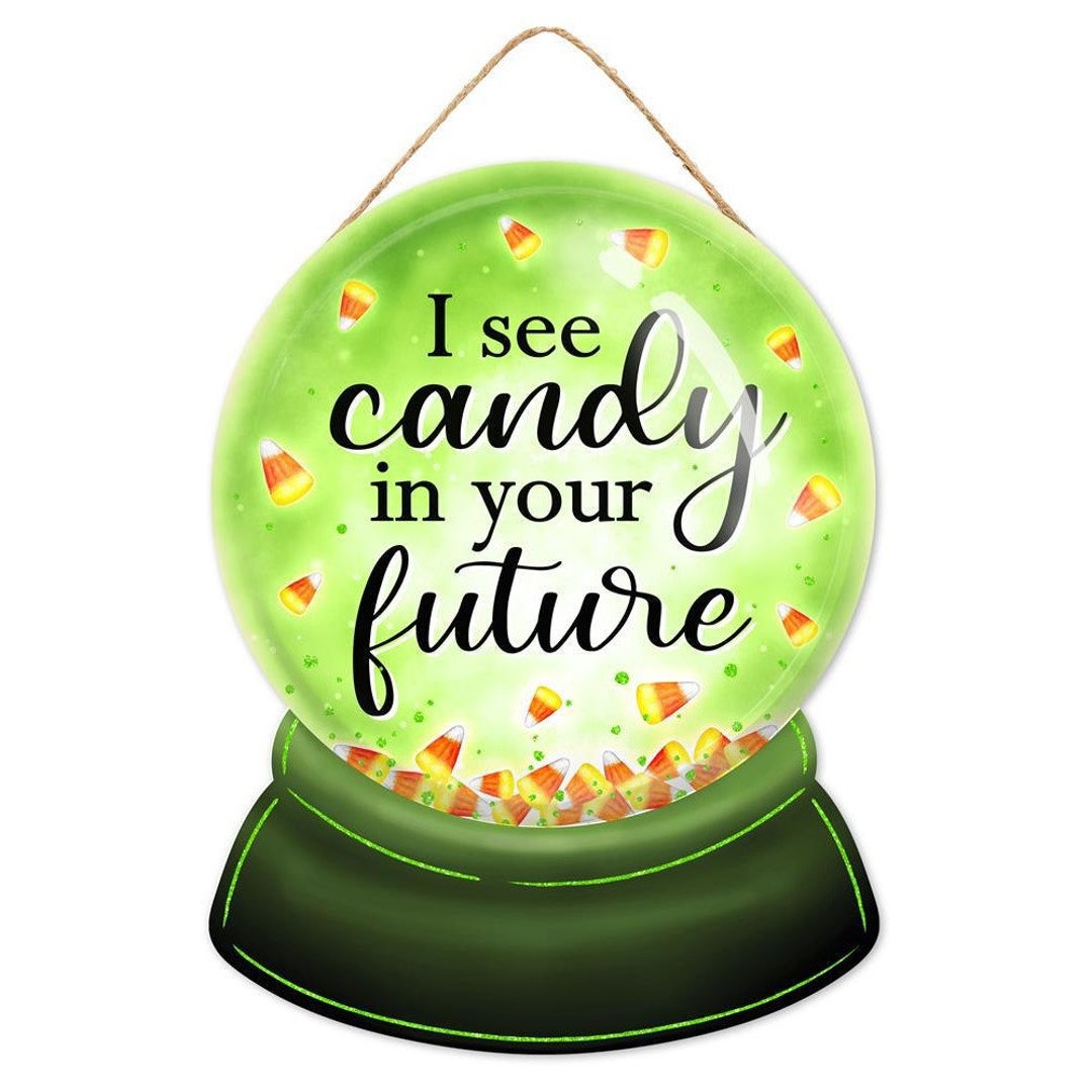 Halloween I See Candy Crystal Ball Sign, Halloween Wreath Attachment ...