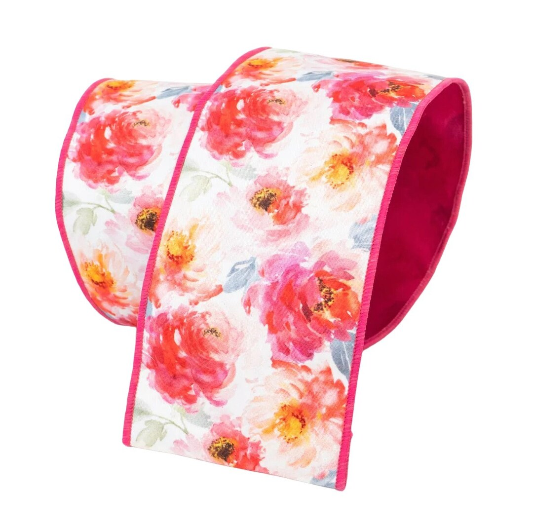 Pastel Peonies Ribbon, Luxury Designer Ribbon, Farrisilk Ribbon, Spring ...