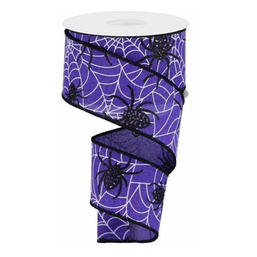 Halloween Ribbon, Spider and Webs on Royal Ribbon, 2.5 Width Ribbon ...