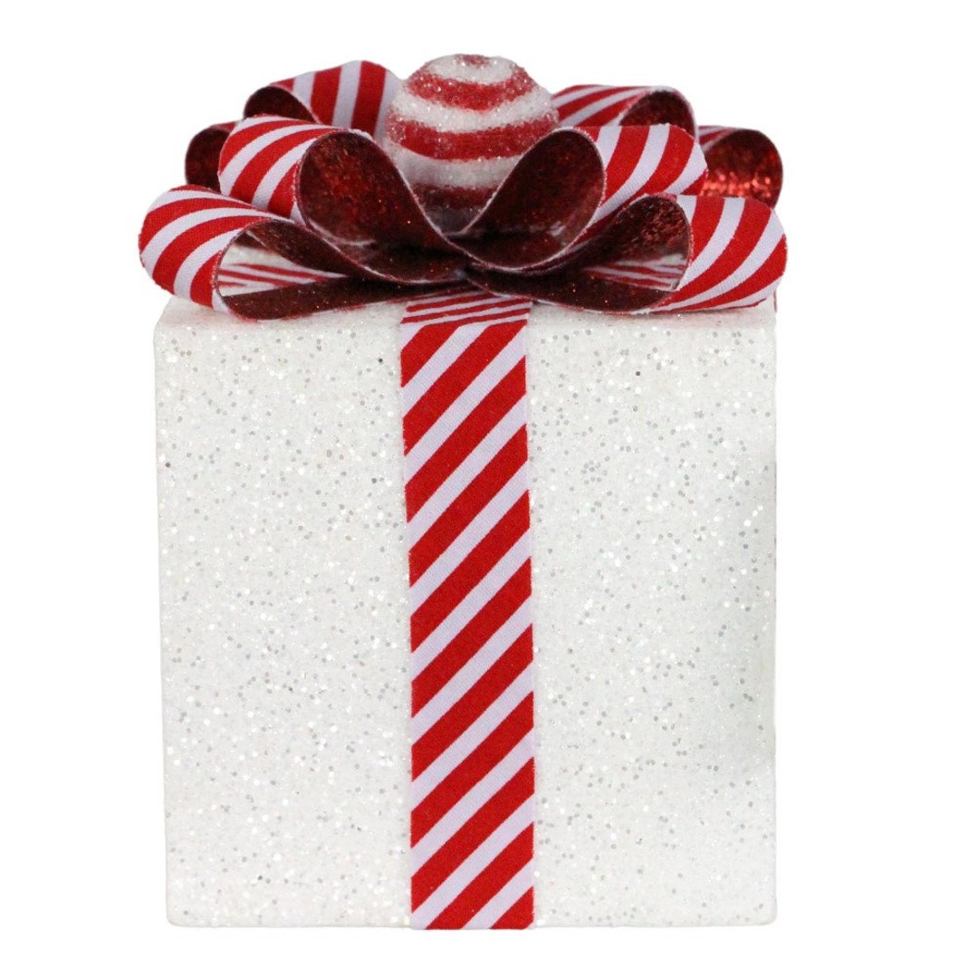 Stripe Wrapped Present: Red/white 6.75, Christmas Ornament, Christmas ...