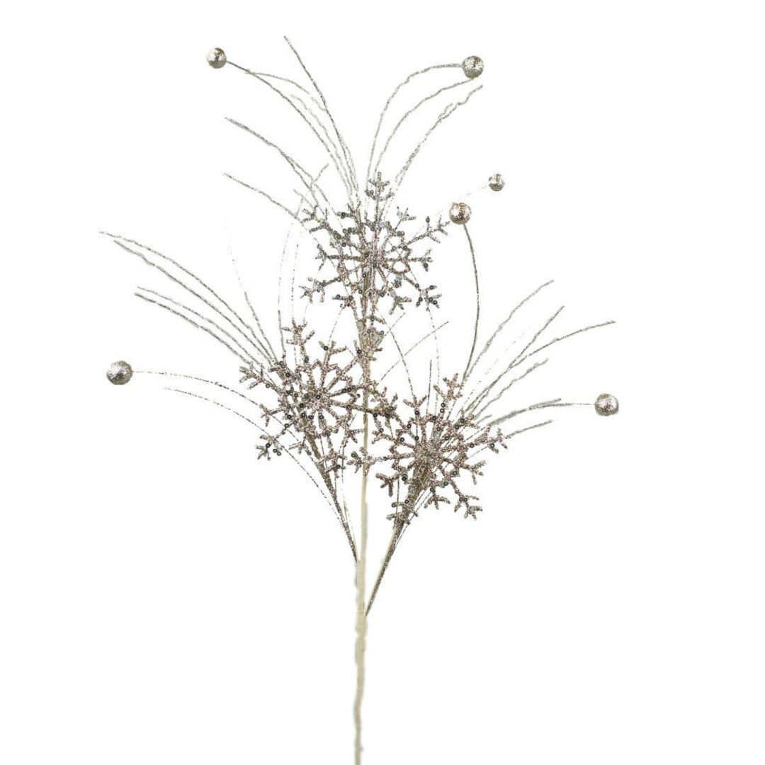 Glitter Snowflake Spray Champagne, 28, Christmas Wreath Embellishment ...