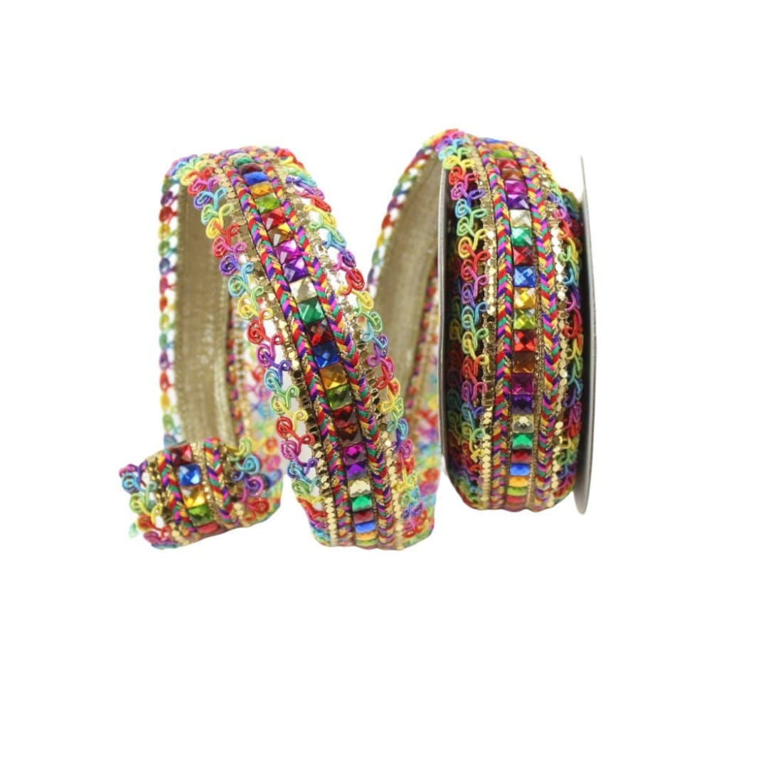 Multi-colors Jewel Ribbon 1.5, Rainbow Jewels Ribbon, 1.5 Width Ribbon ...