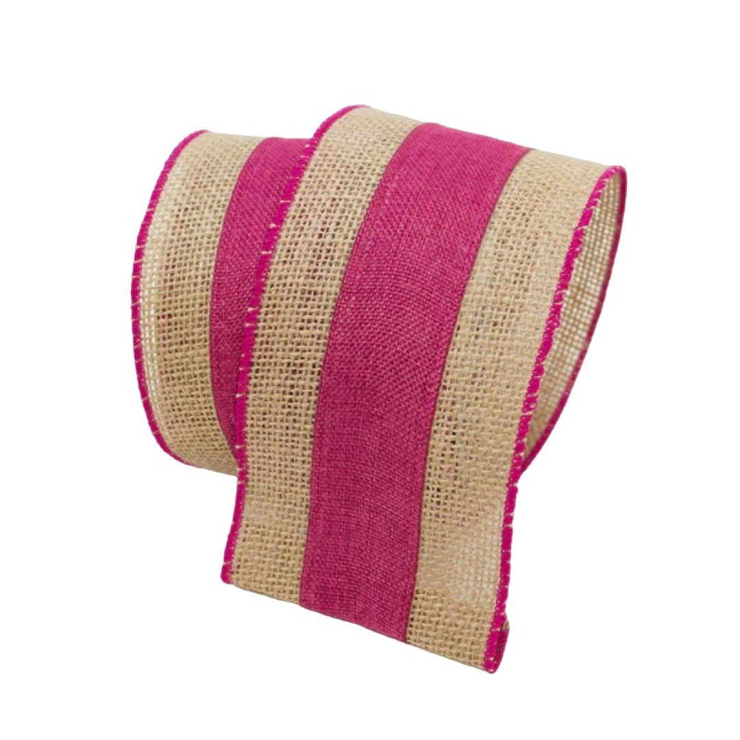 Hot Pink Burlap Borders Ribbon, Luxury Designer Ribbon, Farrisilk ...