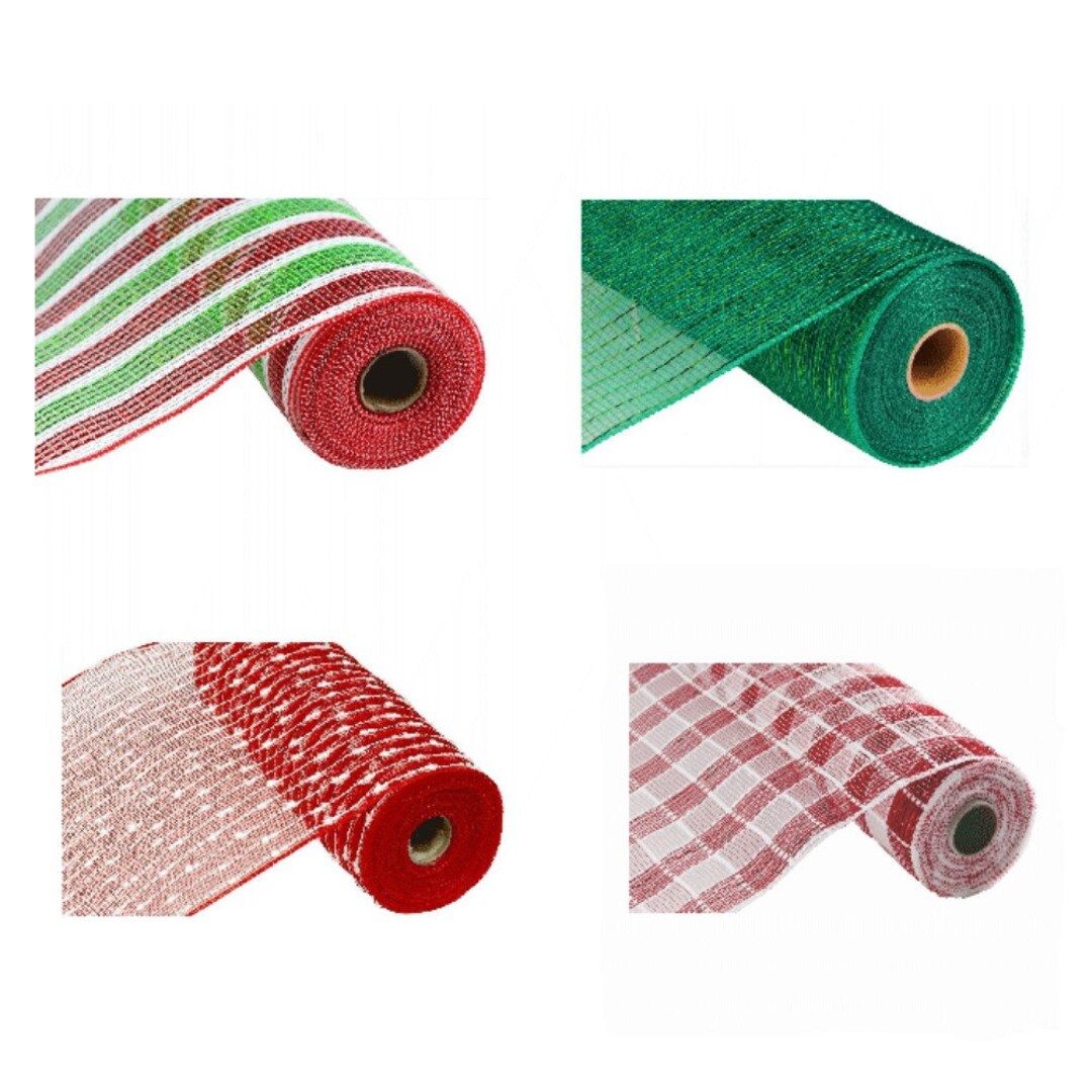 Christmas Red Green and White 10 Deco Mesh Bundle - Etsy