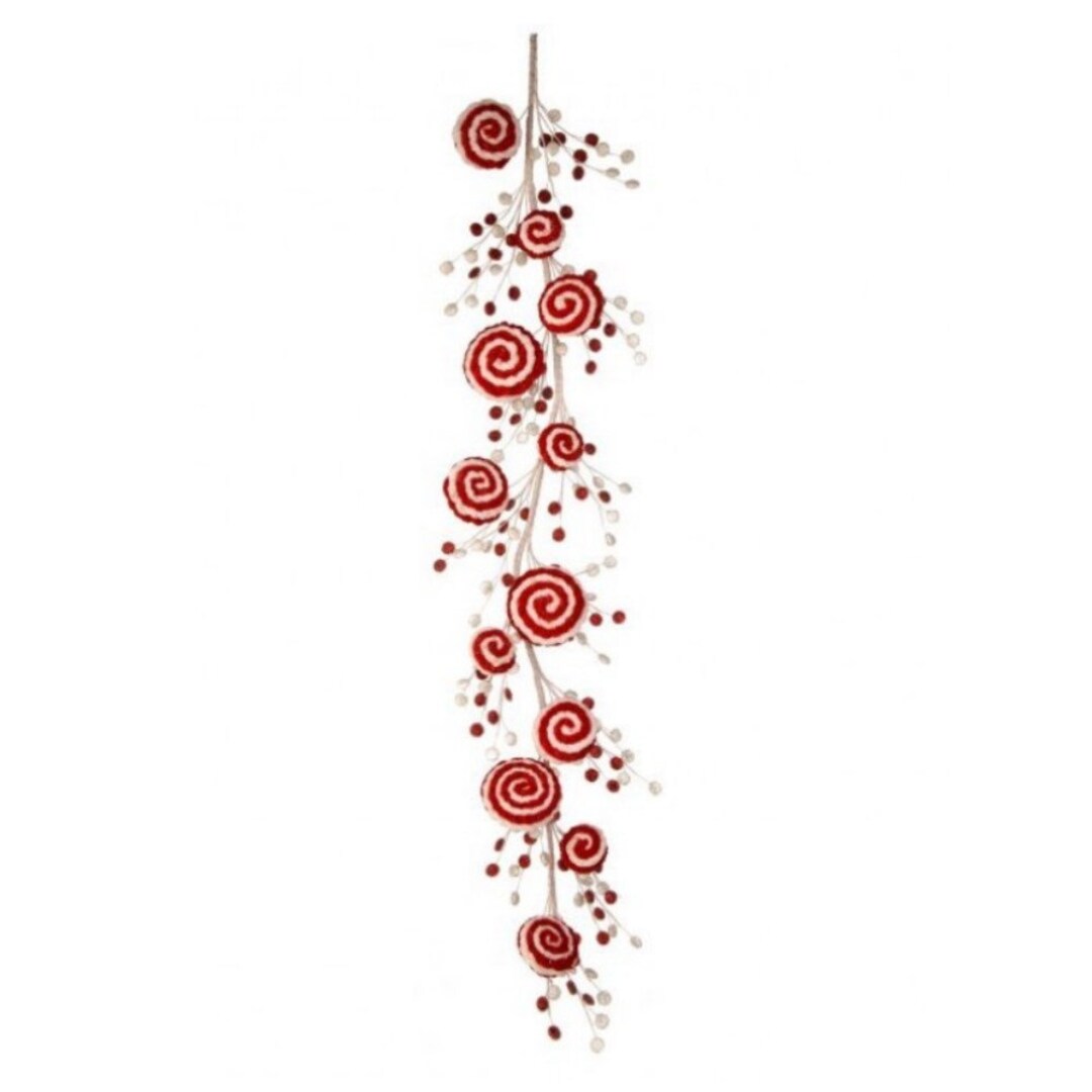Peppermint Swirl Glitter Candies Garland, 52, Christmas Lollipop ...
