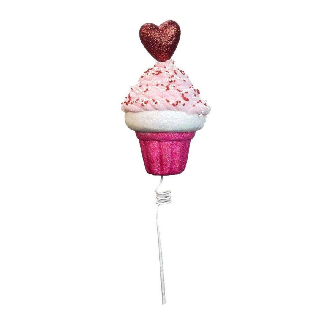 Heart Cupcake Pick 18, Valentine Pink Cupcake Pick, Glitter Cupcake ...
