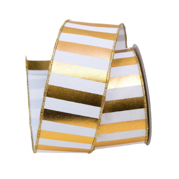 Gold and White Striped Ribbon - Etsy