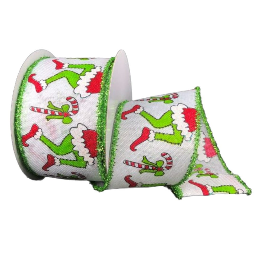 Christmas Green Monster Ribbon, Green Monster Legs Ribbon, 2.5 Width ...