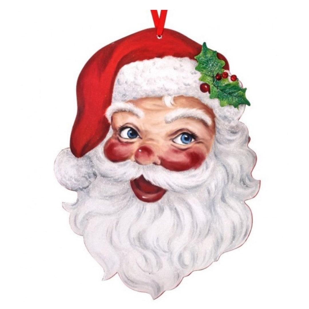 Christmas Retro Santa Head Ornament 16, Retro Santa Wreath Attachment ...