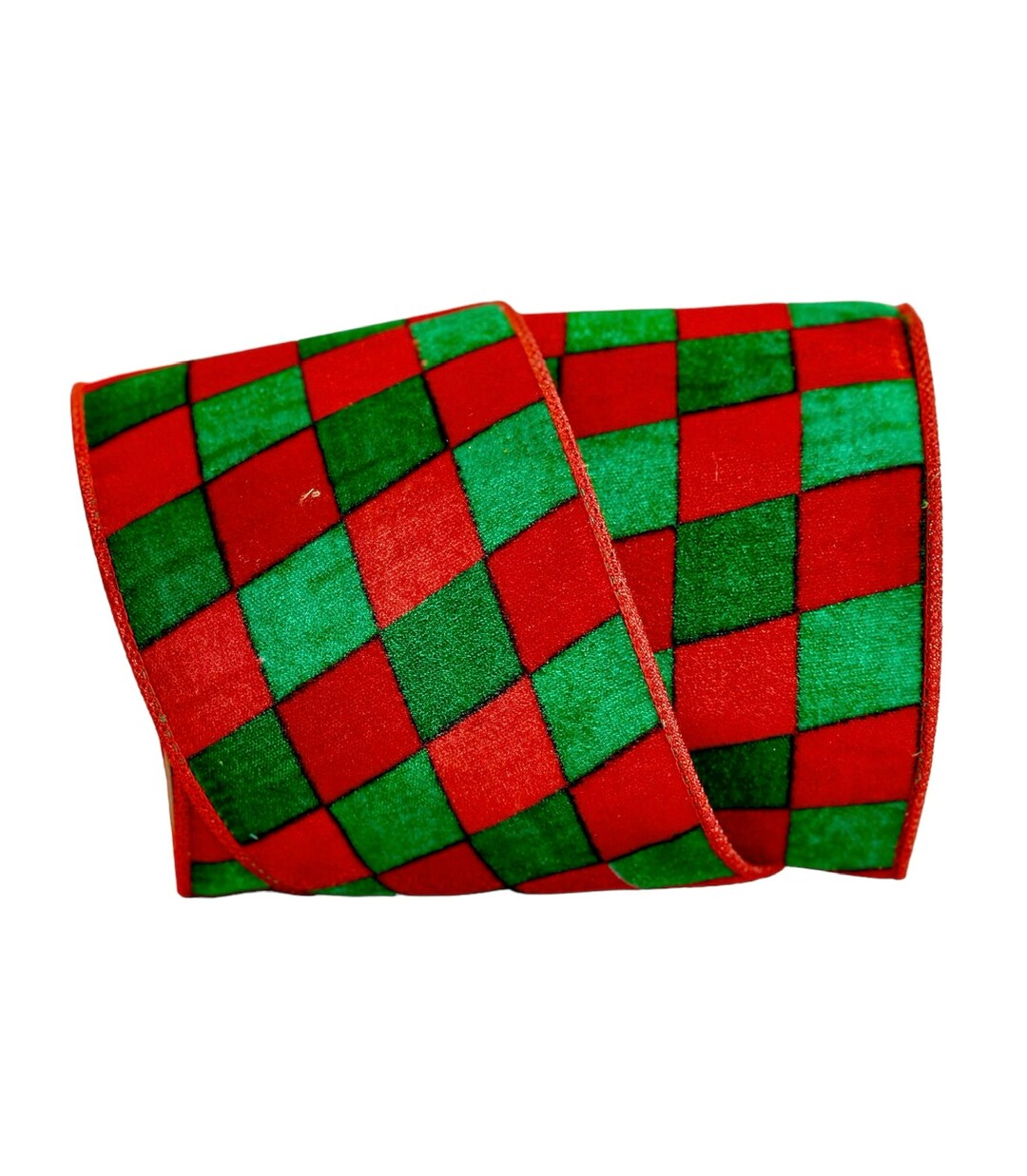 Velvet Diamond Checks 4, Red and Green Checkerboard Ribbon, Checker ...