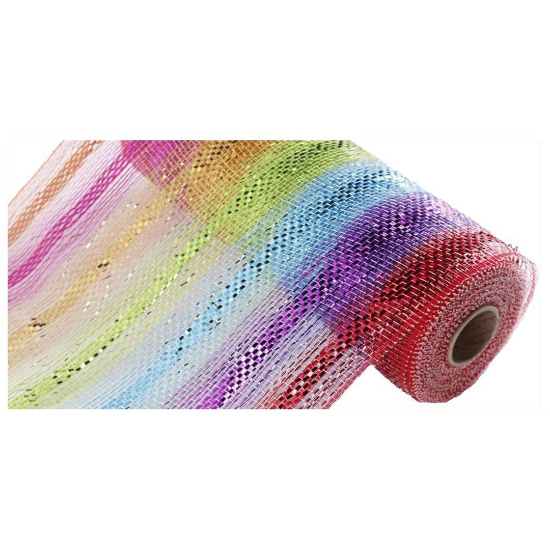 Mutli Stripe Mesh: Rainbow, 10, Rainbow Stripe Metallic Deco Mesh ...