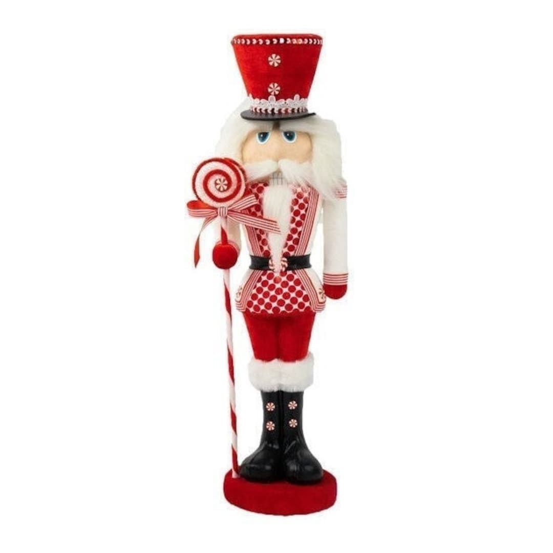Christmas Nutcracker W/ Peppermint Staff 24, Red Velvet Nutcracker ...