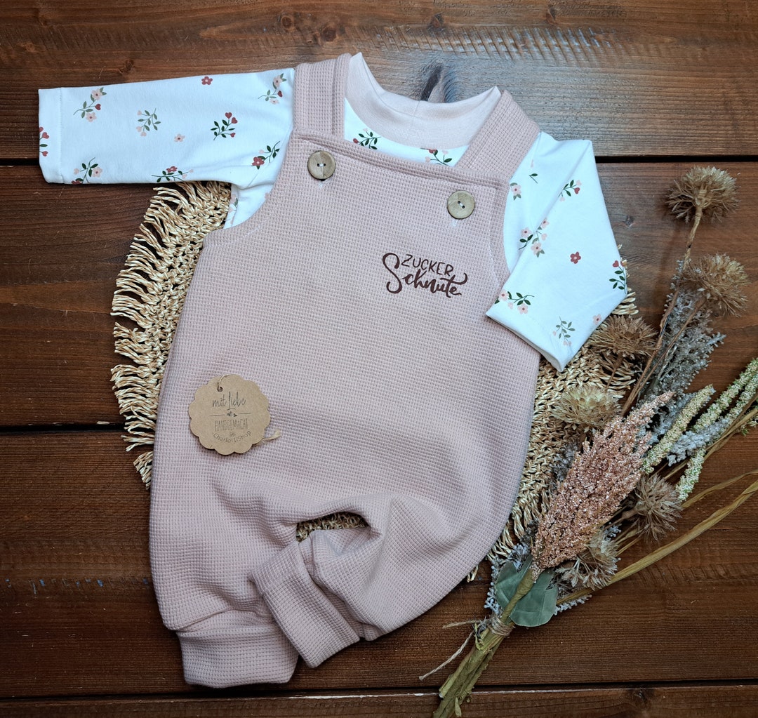 Baby Kinder Set/Mädchen/verschiedene Größen/Latzhose Waffeljersey rose ...