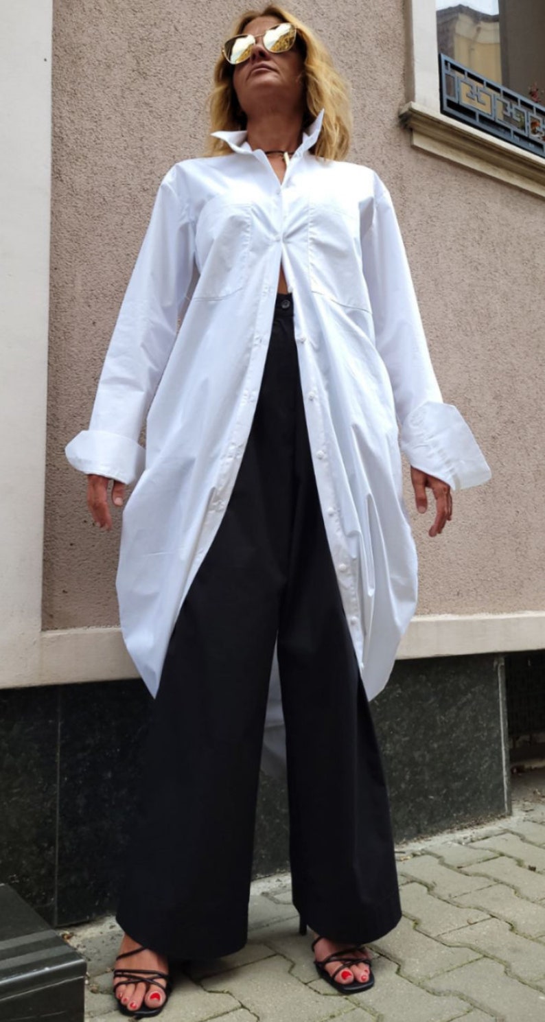 Long High Collar Dress Shirts Stylish High Collar Neck Blouse - Etsy