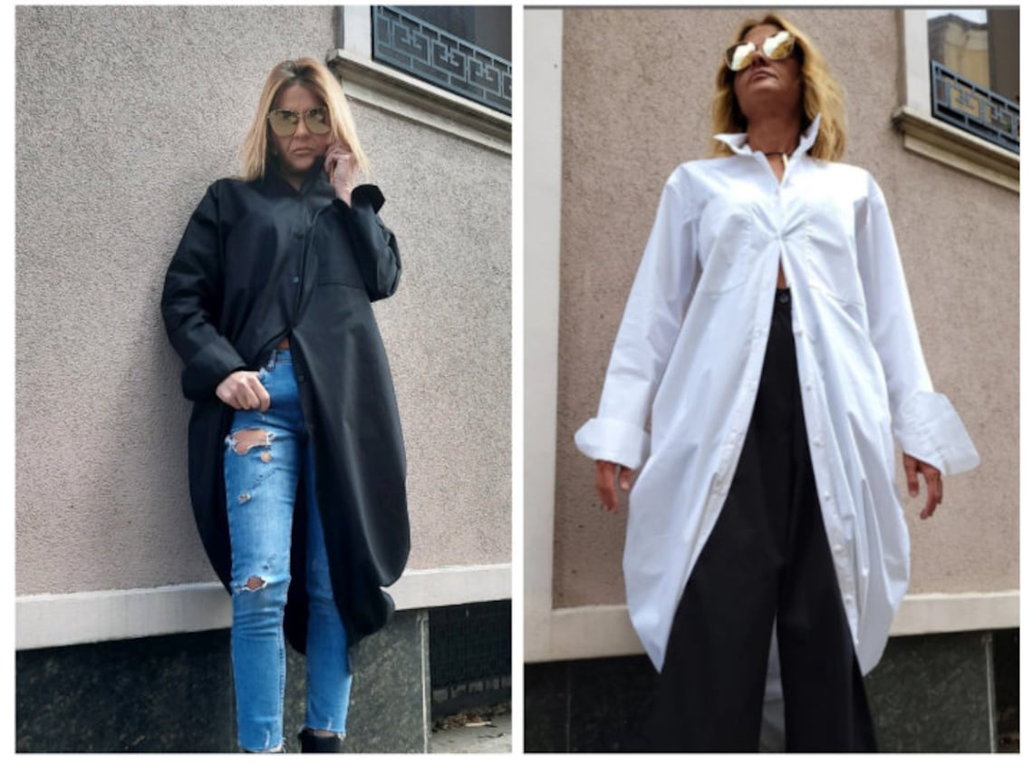 Long High Collar Dress Shirts Stylish High Collar Neck Blouse - Etsy