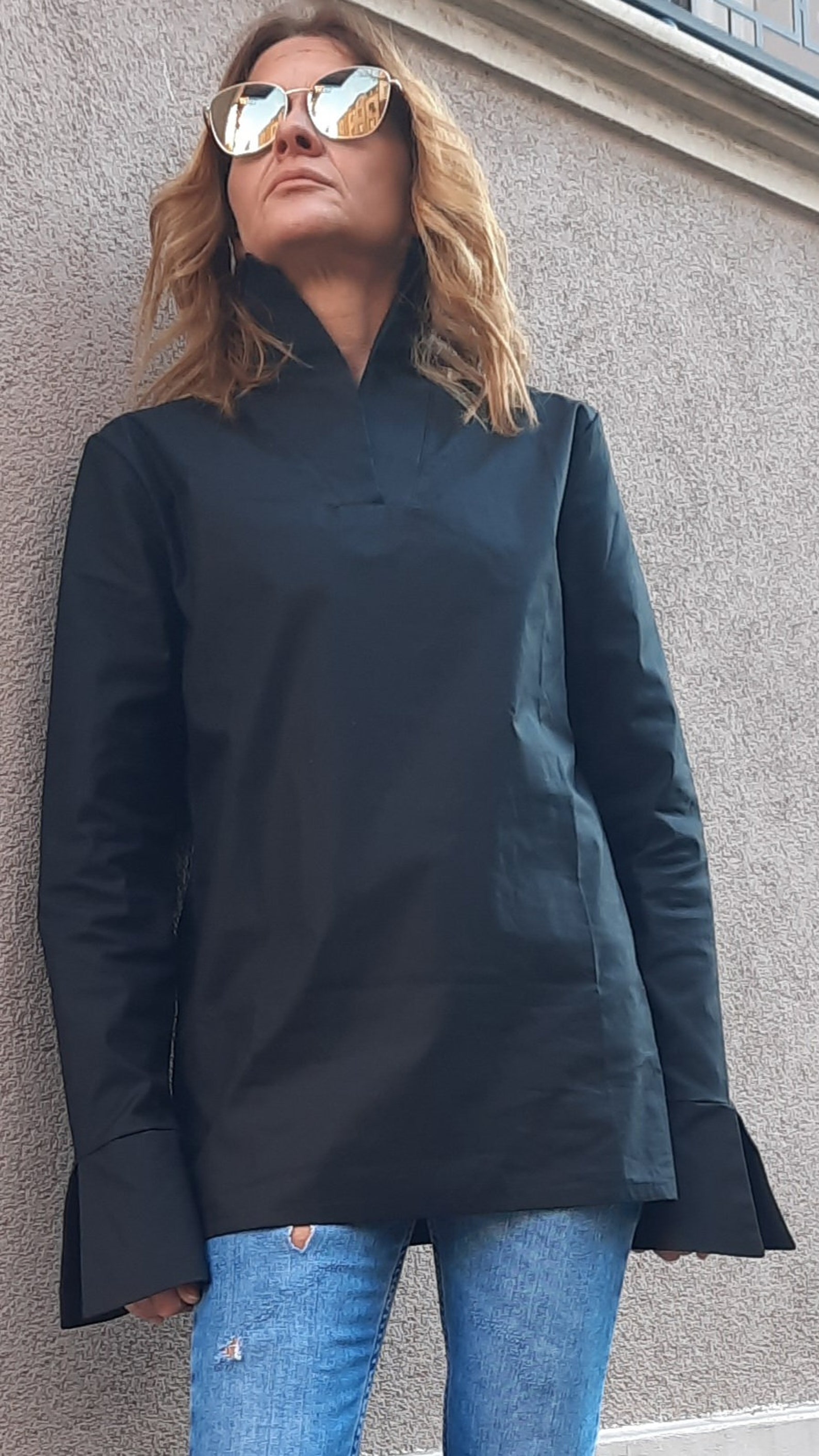 High Collar Dress Shirts Stylish High Collar Neck Blouse Designs to ...