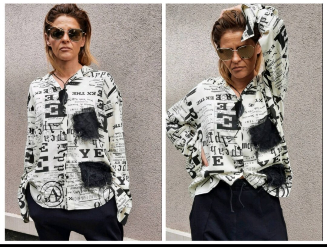 Shirt/collared Shirt/women Classic Blouse/new Fashion Shirt/graffiti ...