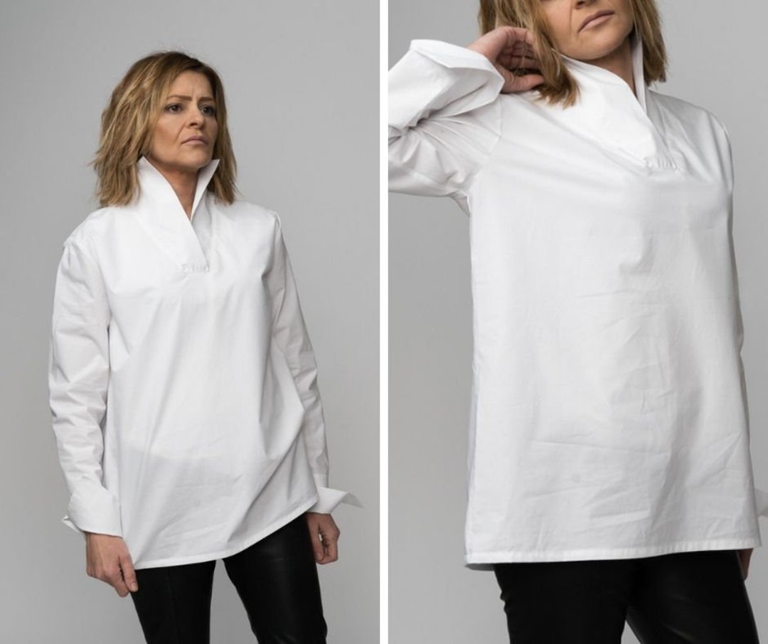 High Collar Dress Shirts Stylish High Collar Neck Blouse - Etsy