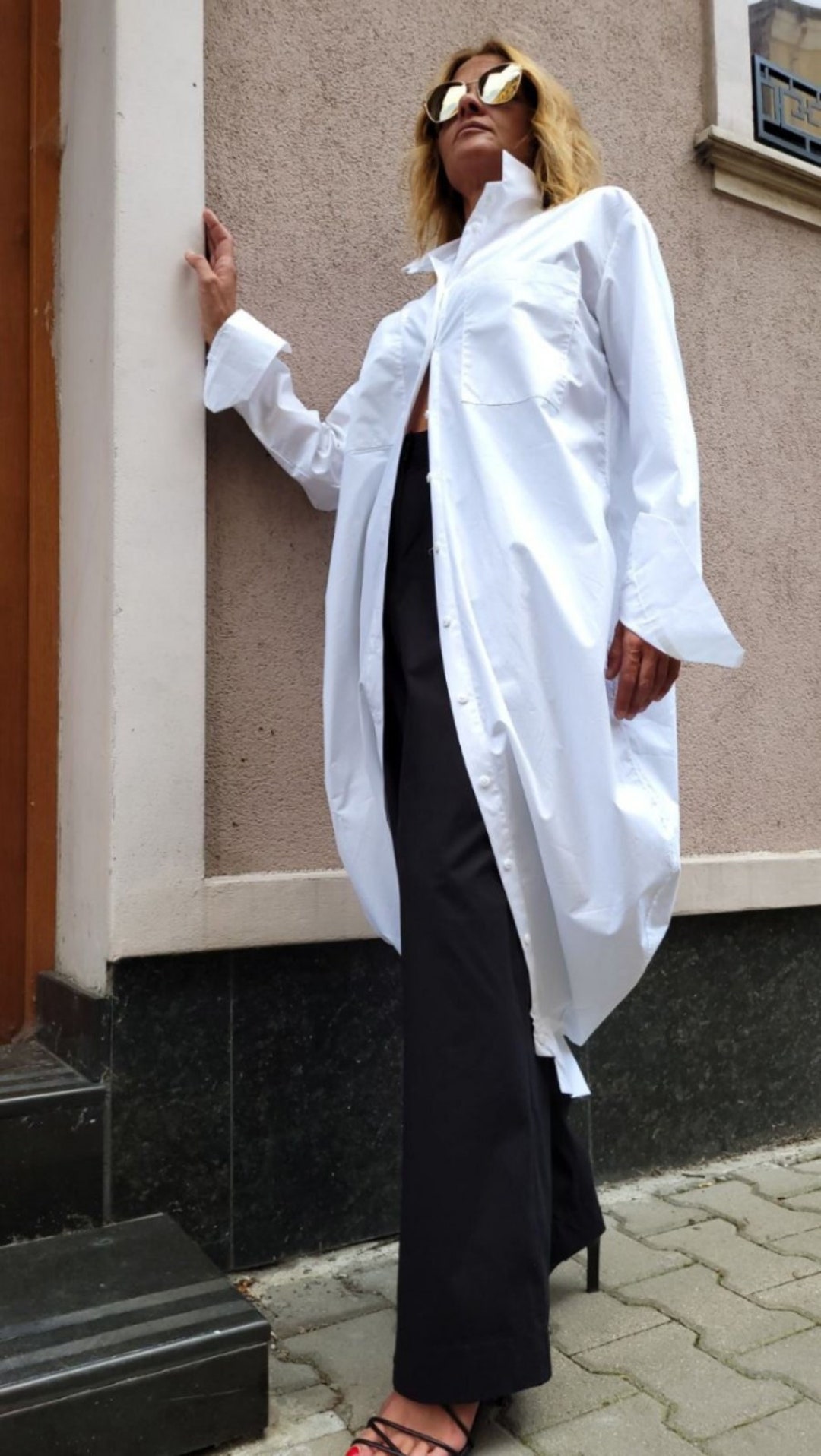 Long High Collar Dress Shirts Stylish High Collar Neck Blouse - Etsy