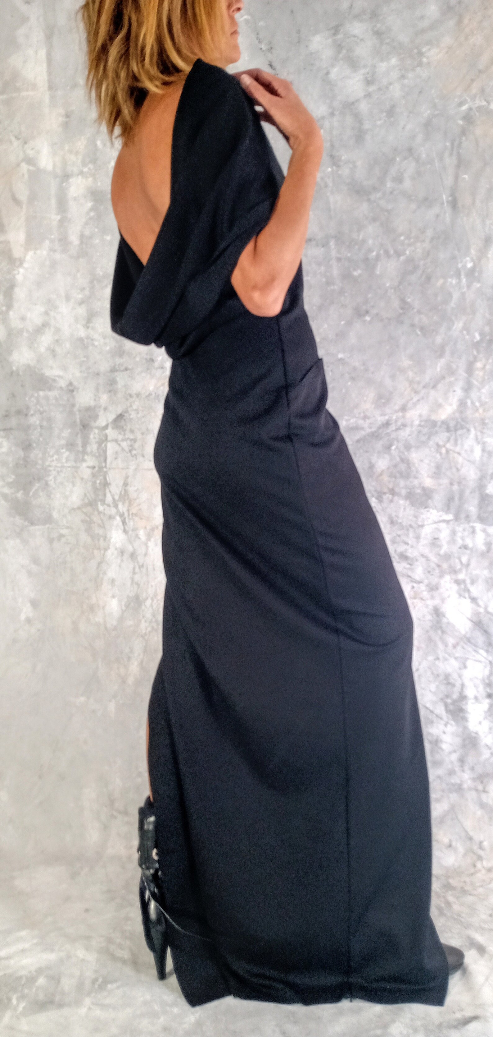 Maxi Dress,black Open Back Dress,black Dress, Long Dress - Etsy