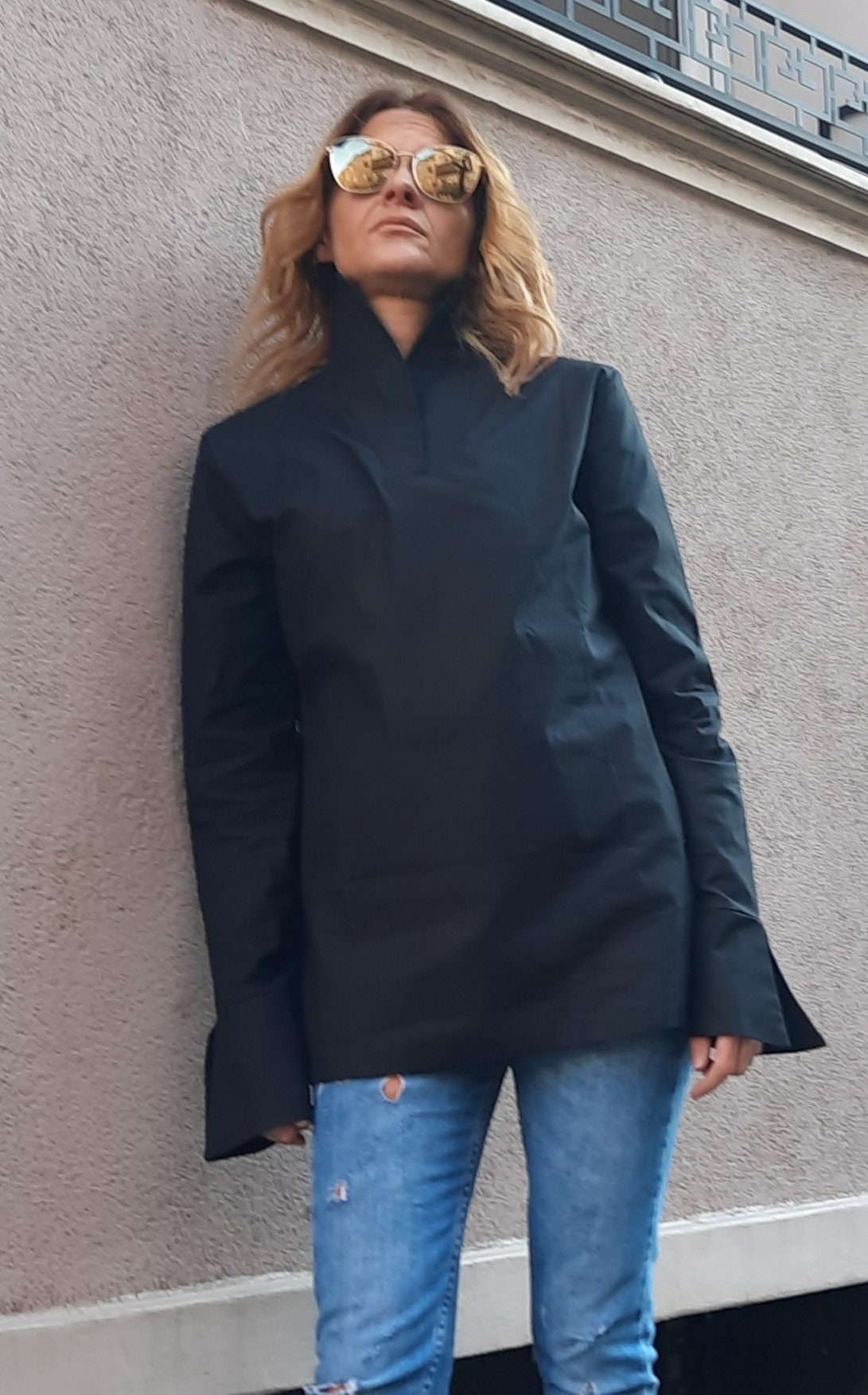 High Collar Dress Shirts Stylish High Collar Neck Blouse - Etsy