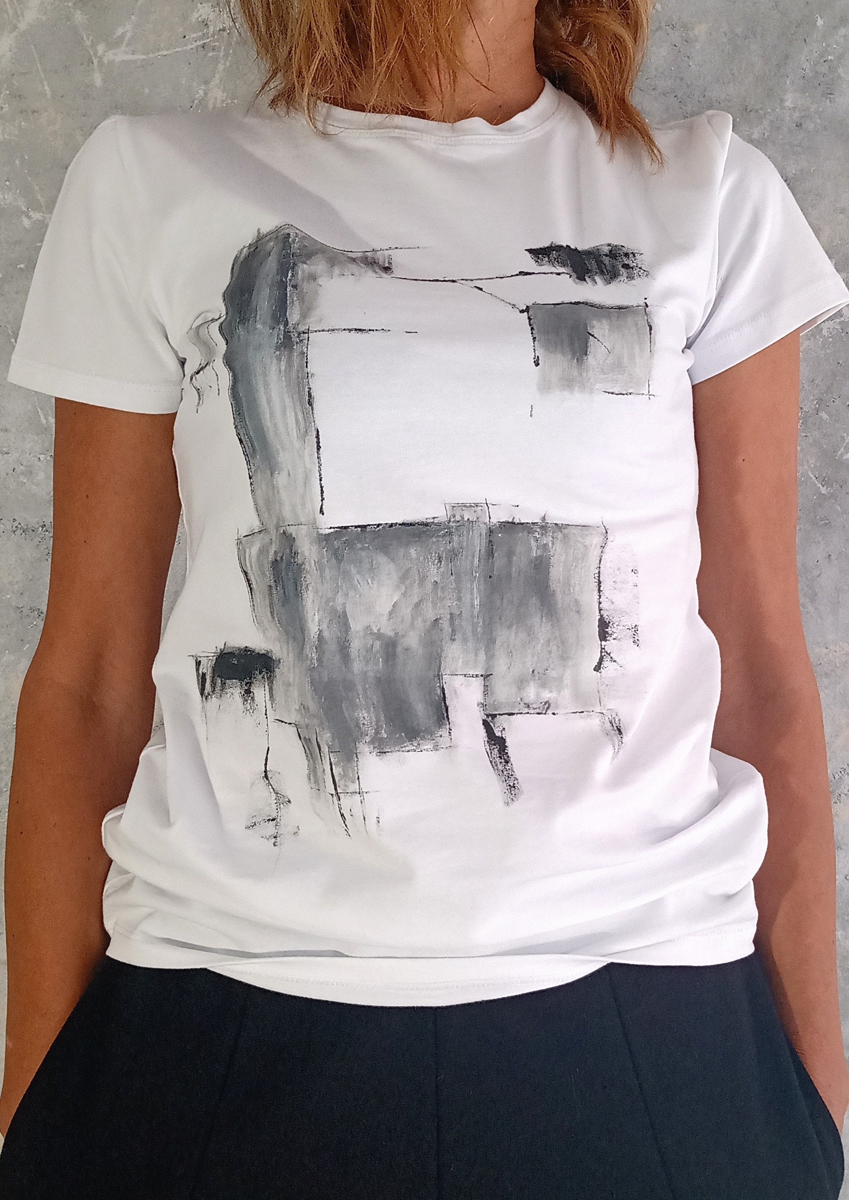 White T-shirt,hand-painted T-shirt, Unic Disigned T-shirts, White ...