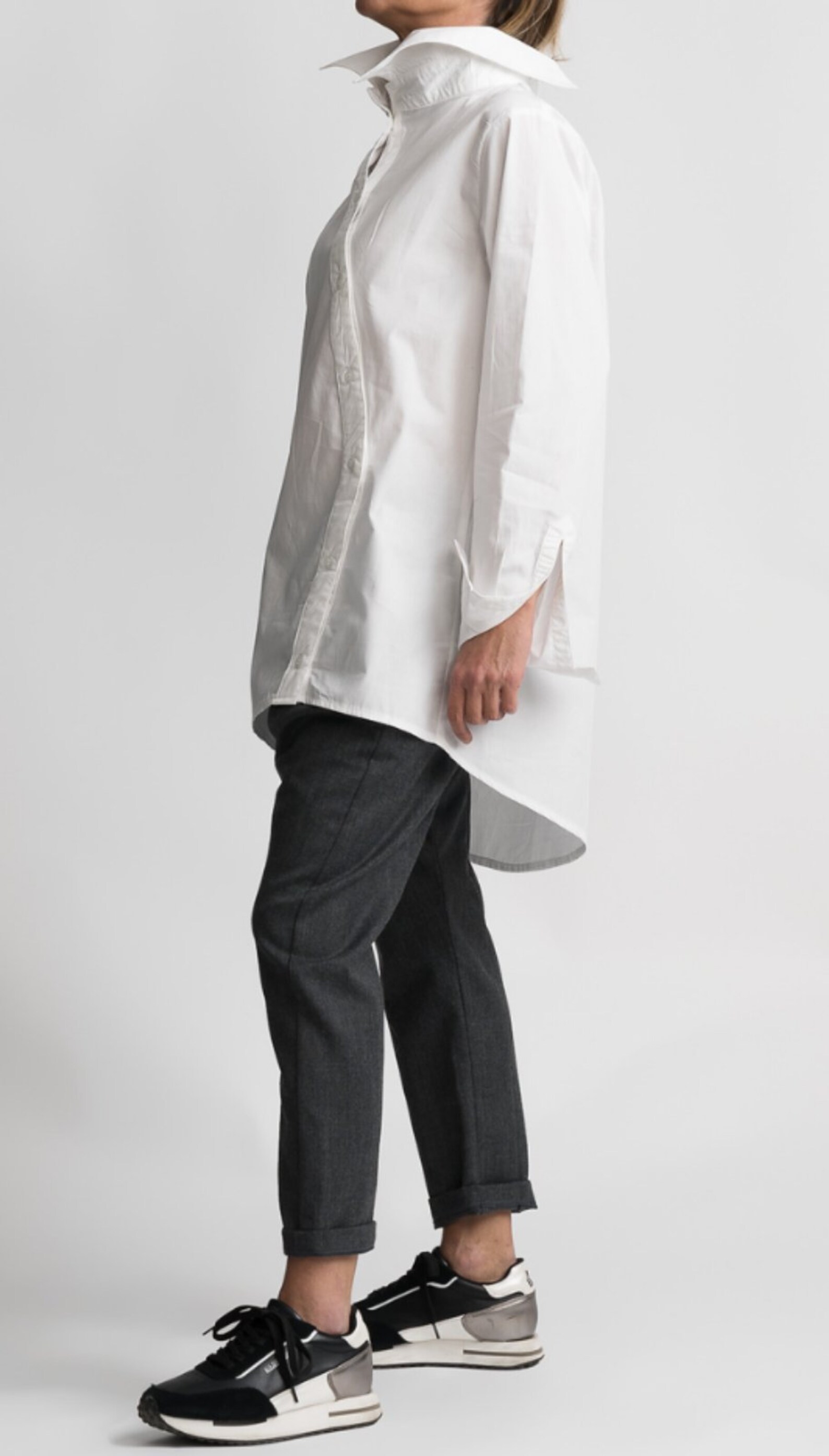 White Long Oversize Loose Shirt Buttons/ Asymmetric Maxi - Etsy