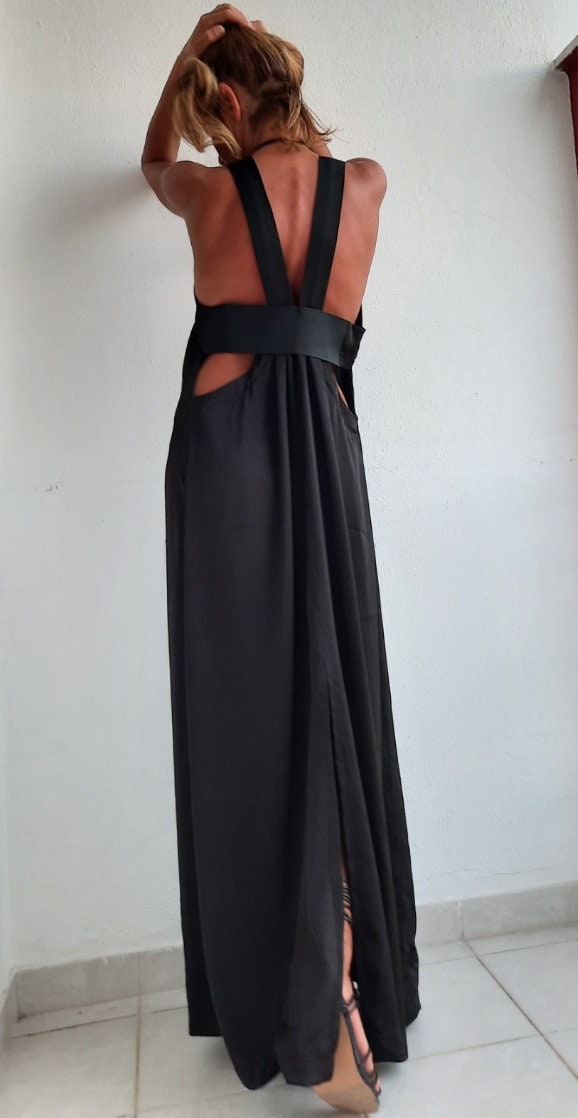 Black Dress, Dress Open Back,long Prom Dress,maxi Dress,long Dress - Etsy