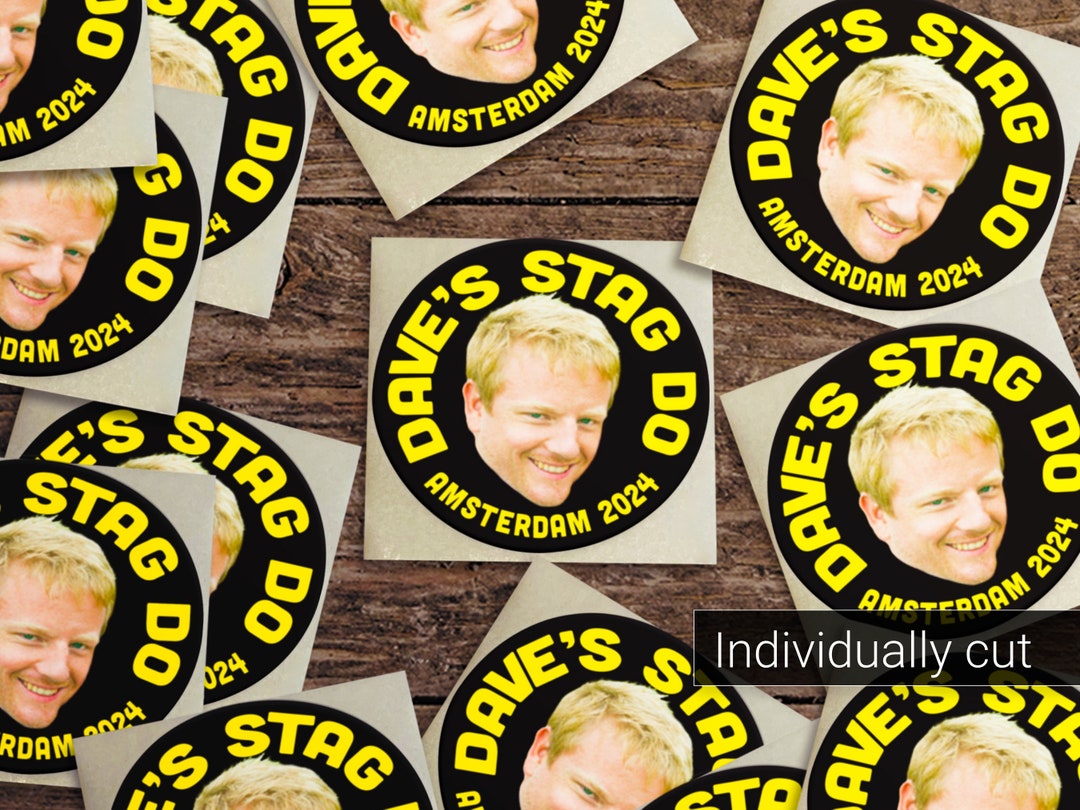 Stag Party Paper Labels for Clothing Stag Do Sticker Headshot - Etsy