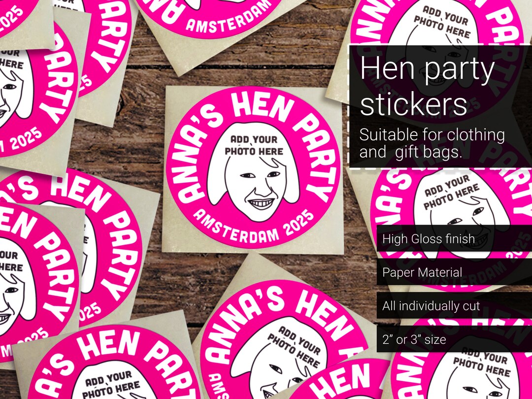 Hen Party Stickers for Clothing, Paper Labels, Photo Sticker, Headshot ...